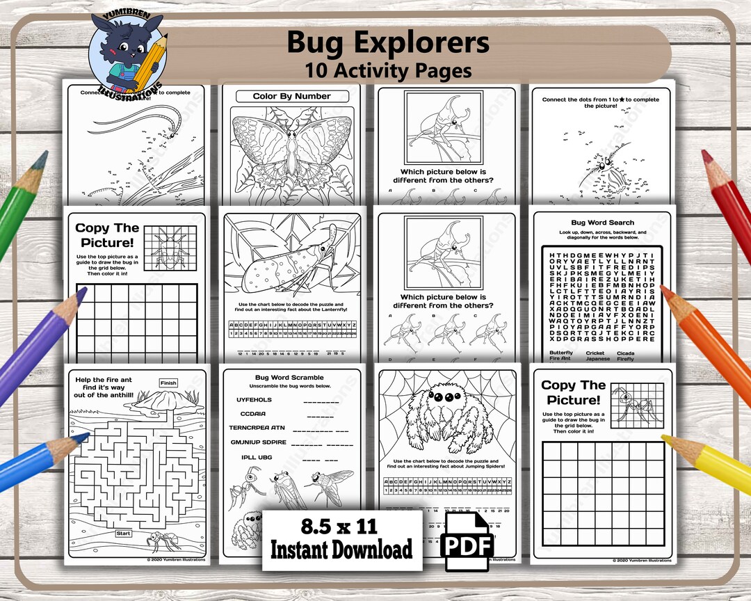 Bug Explorers Activity Pages: 12 Fun and Educational Coloring Pages for ...