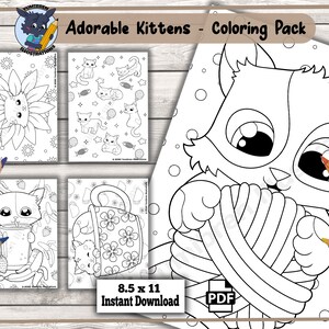 Feline Fun: Whimsical Kitty Coloring Pages for Kids and Cat Lovers - Etsy