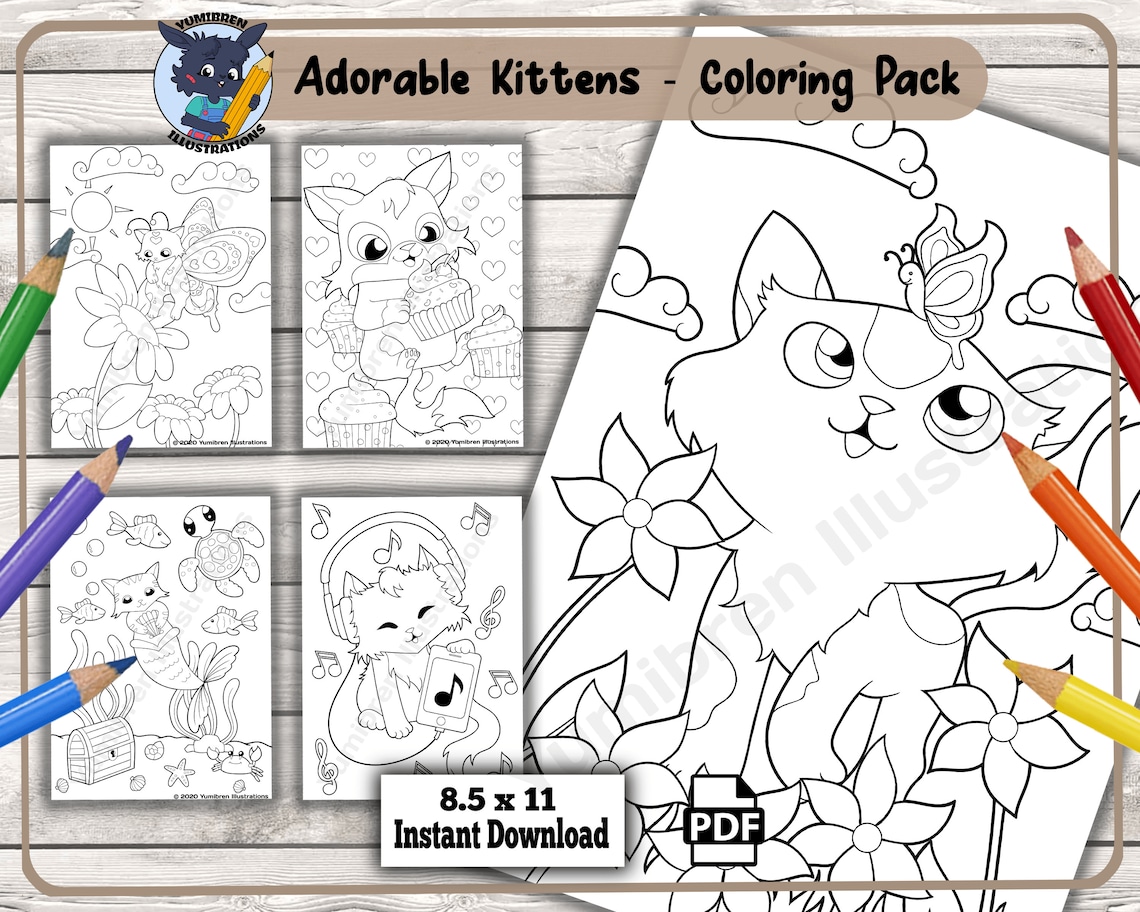 Feline Fun: Whimsical Kitty Coloring Pages for Kids and Cat Lovers - Etsy
