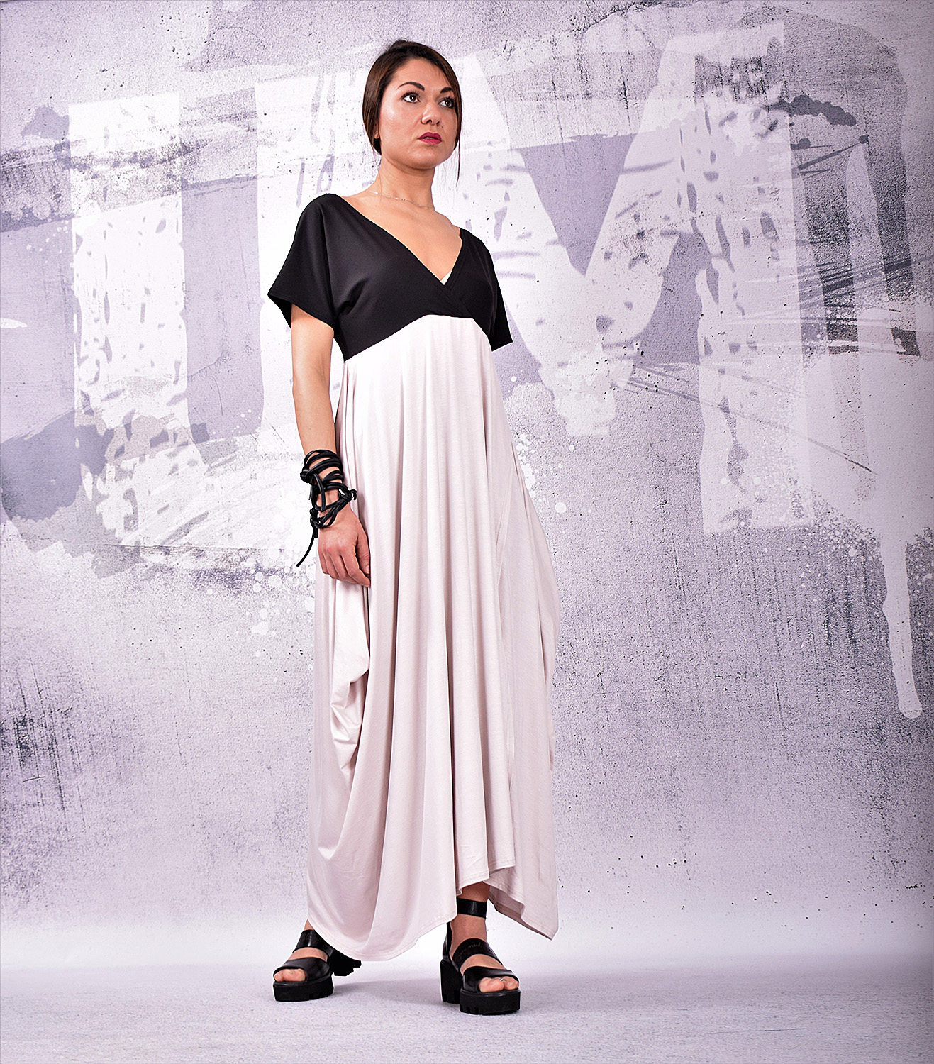 Dress Two Colors Dress Short Sleeves Dress Elegant Dress - Etsy