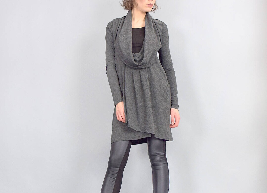 Gray Tunic. Wrap Tunic. Wide Collar Tunic. Tunic Plus Size. Tunic ...