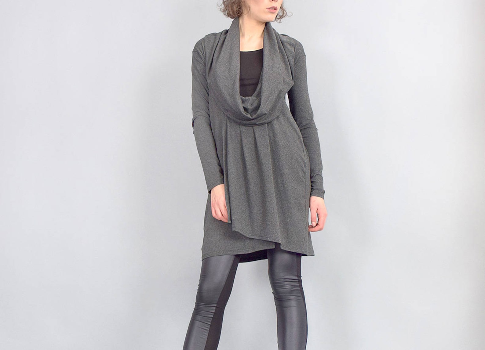 Gray Tunic. Wrap Tunic. Wide Collar Tunic. Tunic Plus Size. Tunic ...