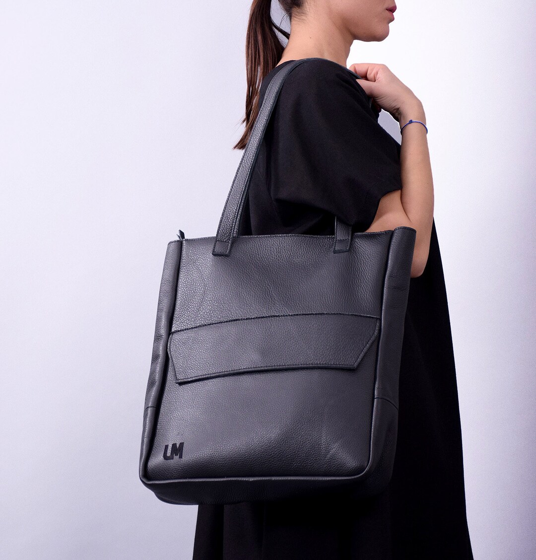 New,black Bag,genuine Leather Bag,black Handbag, Large Tote Bag ...