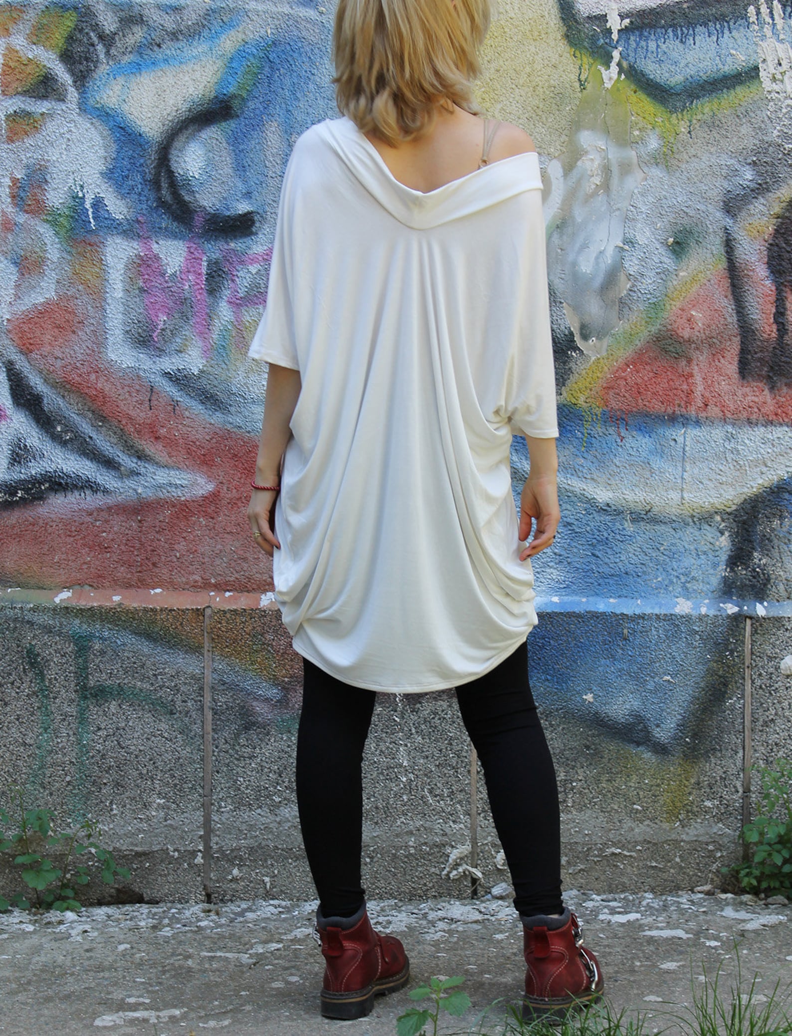 Tunic, Asymmetrical Cream Top, Loose Blouse, Loose Tunic, Oversized ...