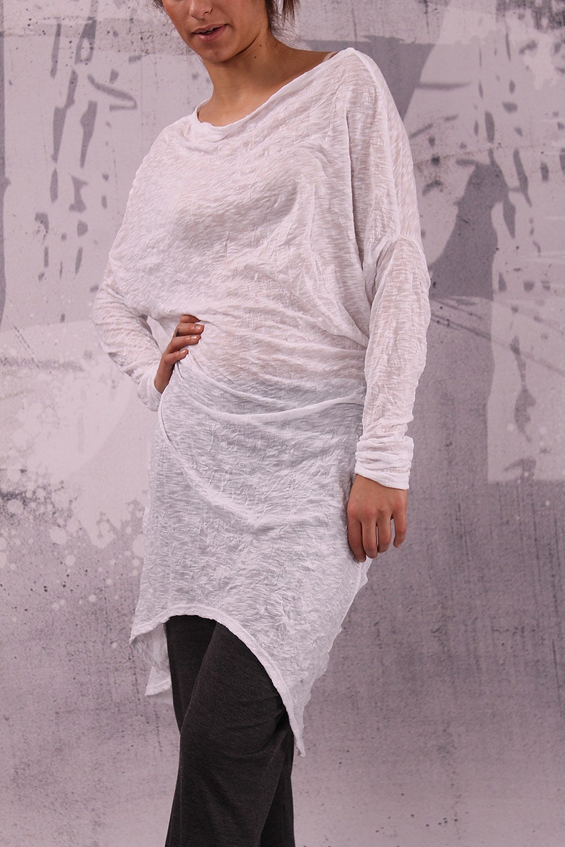 White Top/ Extravagant Tunic/asymmetric Tunic Dress, Plus Size Tunic ...