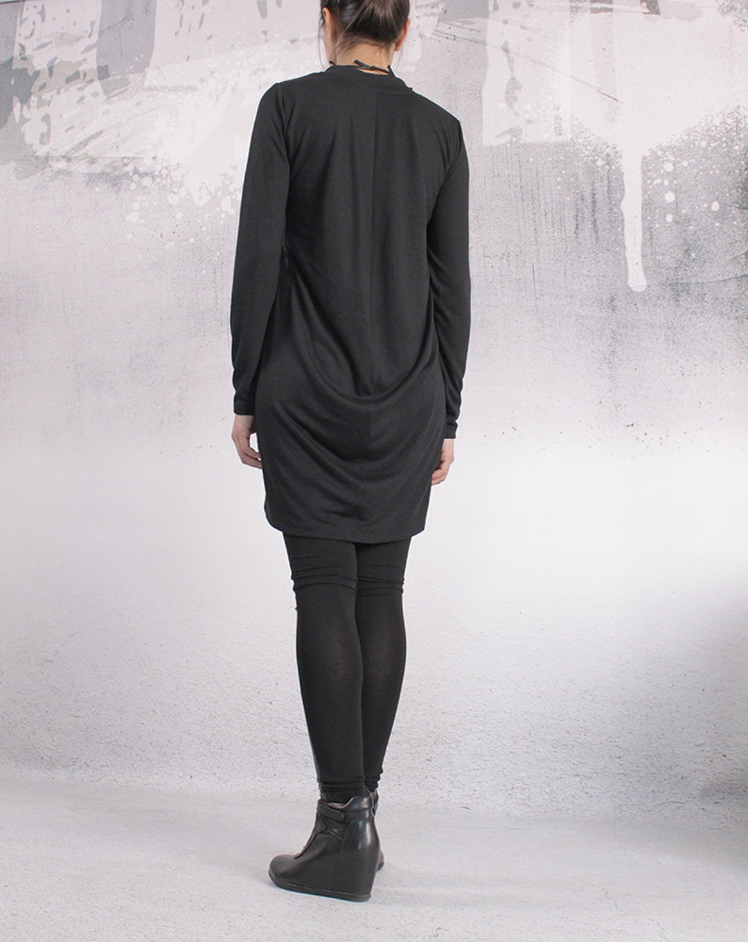 Loose Tunic, Black Top, Asymmetric Tunic Dress, Plus Size Tunic ...