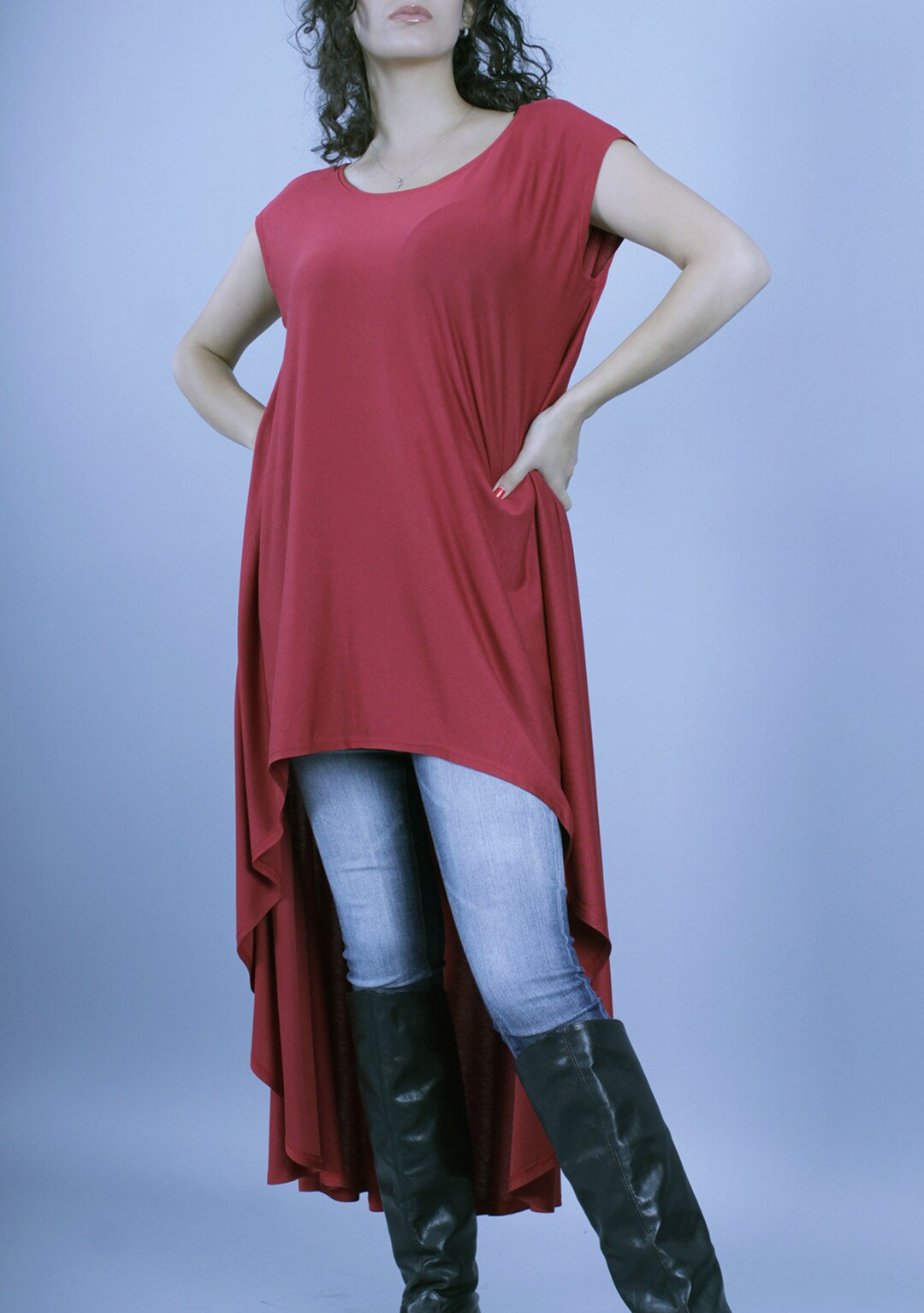 Tunic, Asymmetric Loose Tunic, Sleeveless Long Top, Tunic Dress by ...