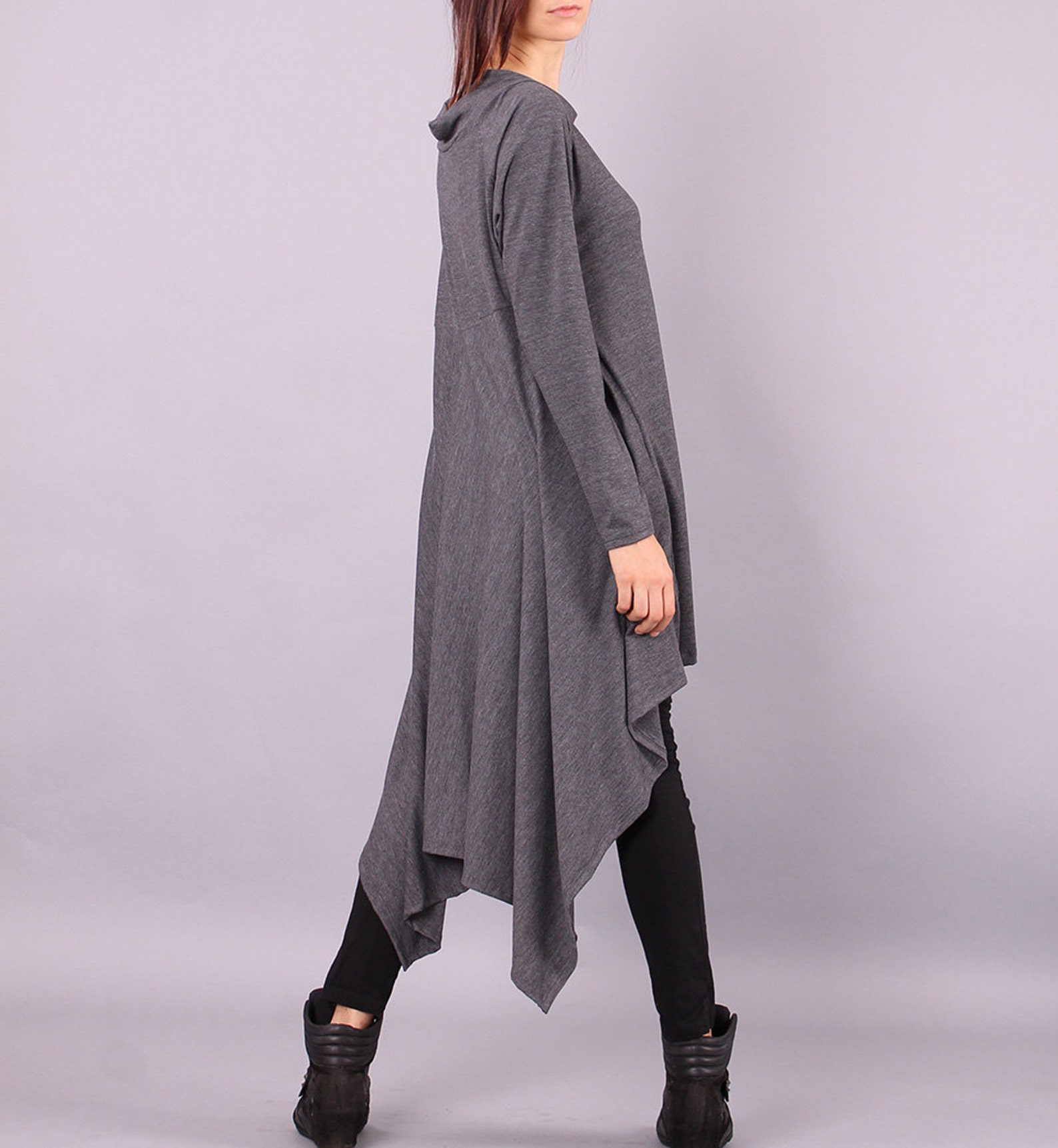 Long Tunic gray long sweater Spring tunic autumn tunic | Etsy
