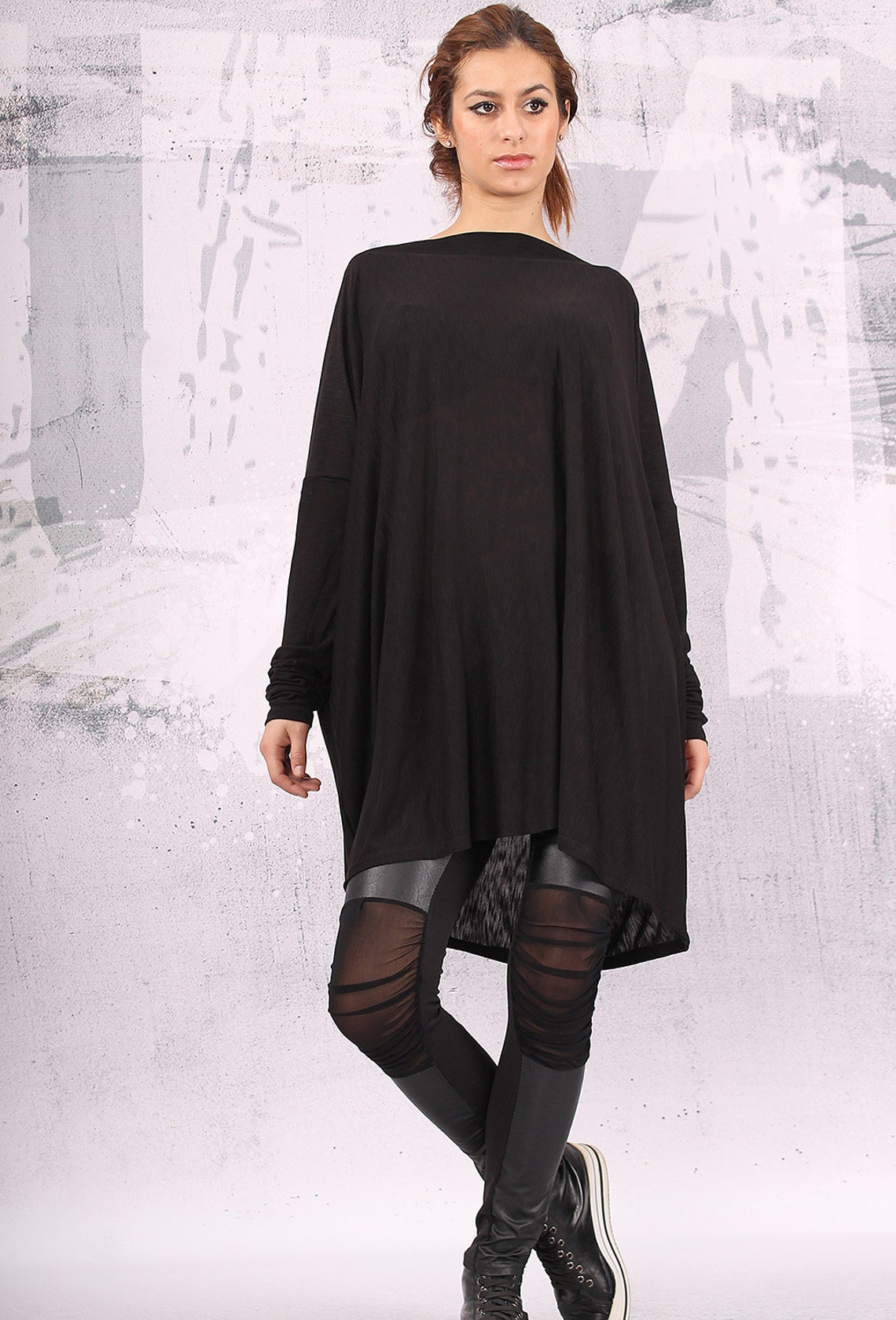 Black Top/ Extravagant Tunic Asymmetric Tunic Dress Plus - Etsy