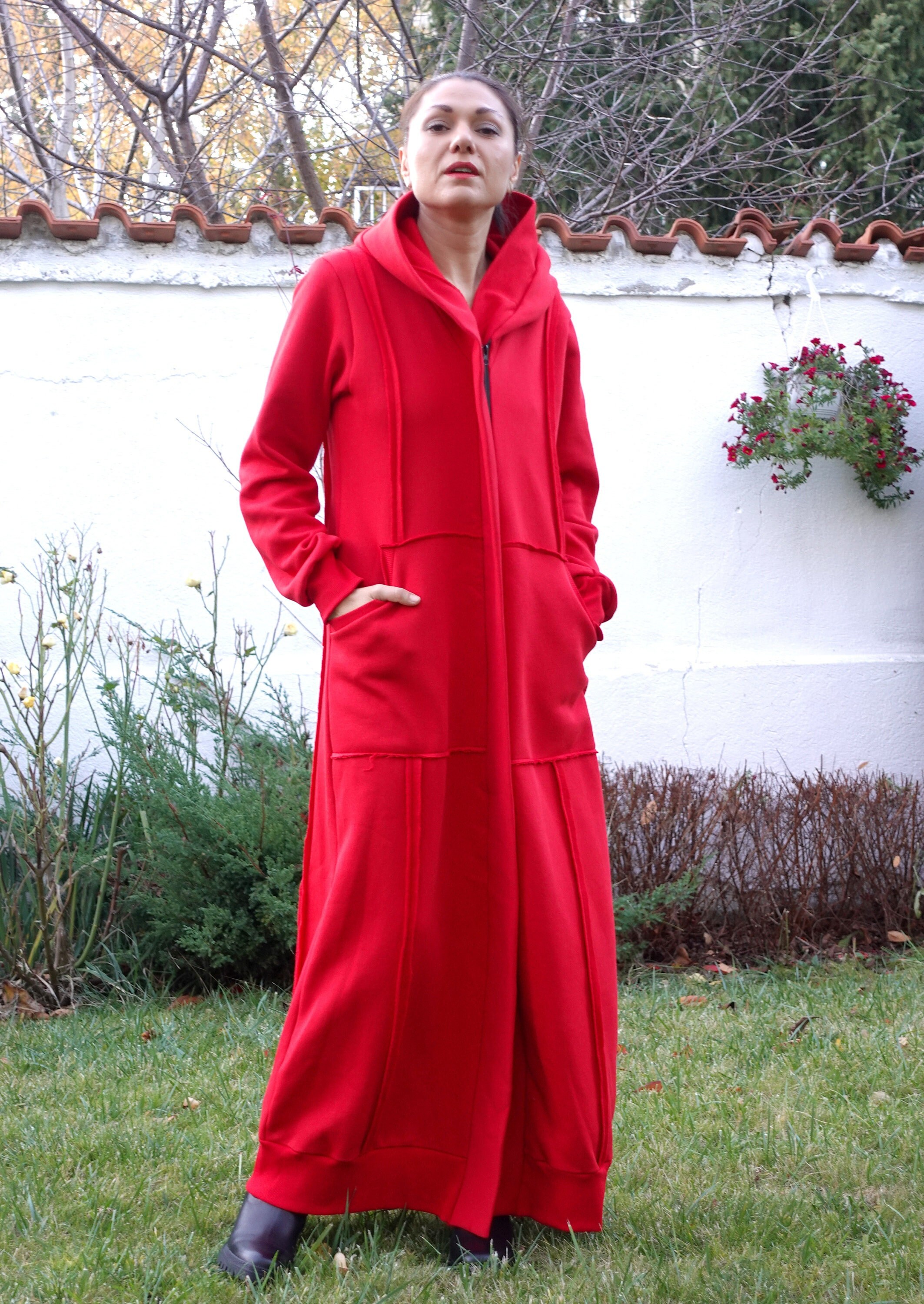 Red Long Sweatshirt, Tick Sweatshirt, Hoodie, Ancle Length Sweatshirt ...