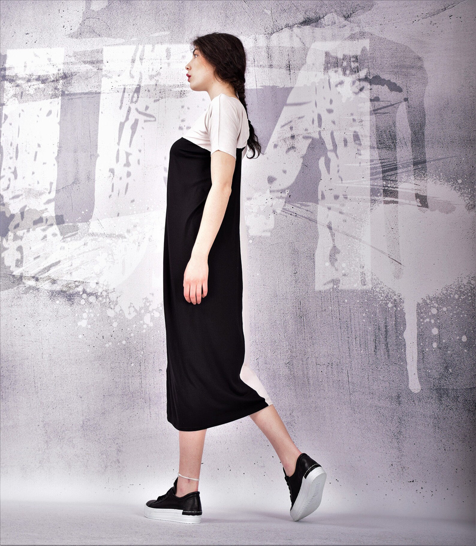 Dress Two Colors Dress Short Sleeves Dress Elegant Dress - Etsy