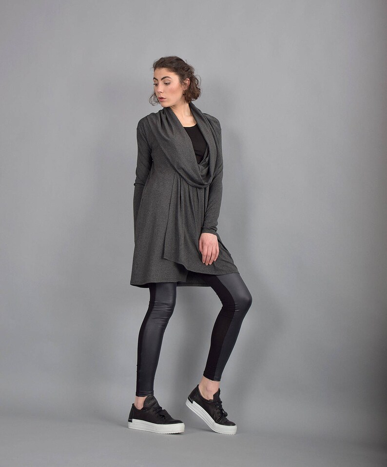 Gray Tunic. Wrap Tunic. Wide Collar Tunic. Tunic Plus Size. Tunic ...
