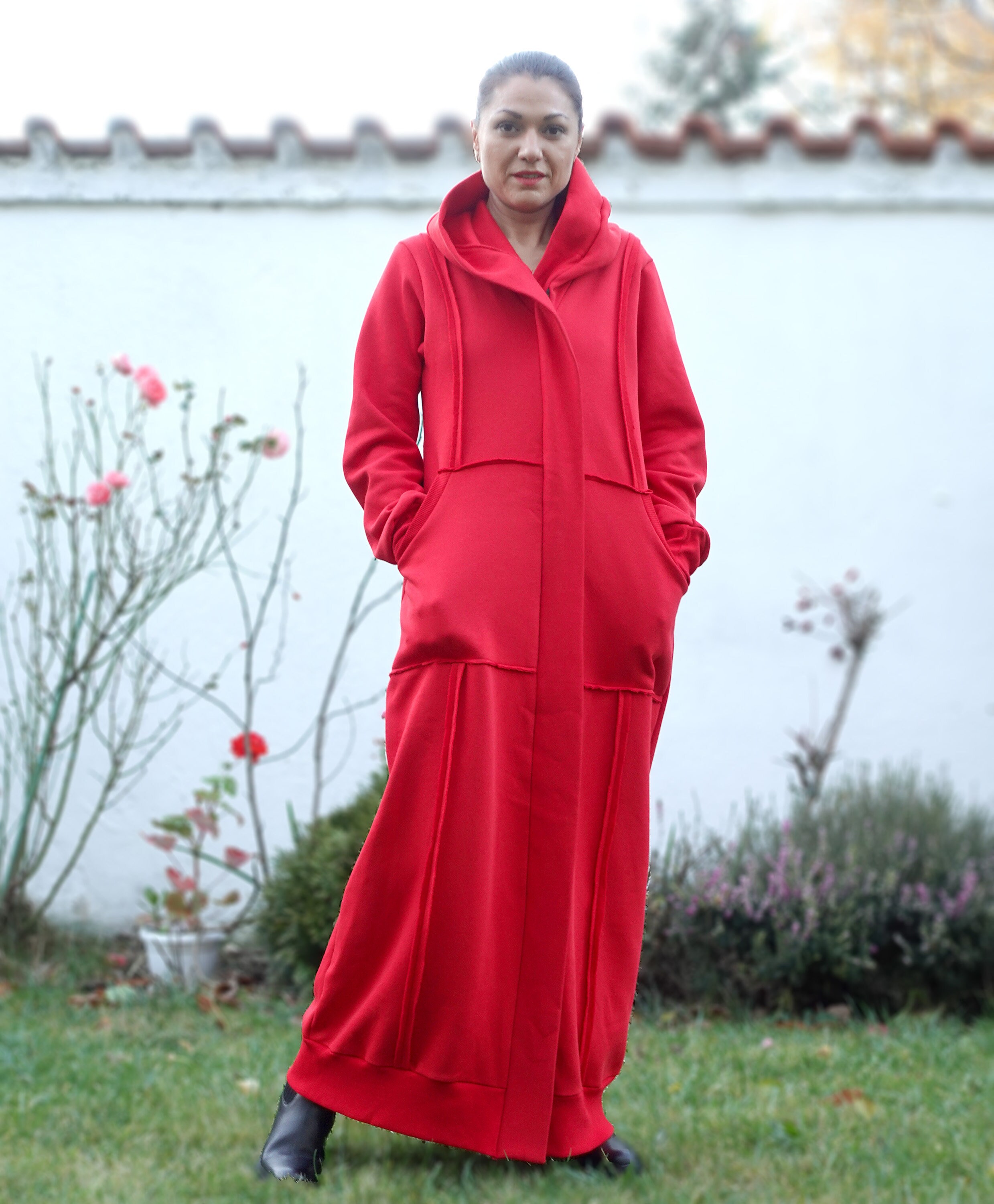 Red Long Sweatshirt, Tick Sweatshirt, Hoodie, Ancle Length Sweatshirt ...