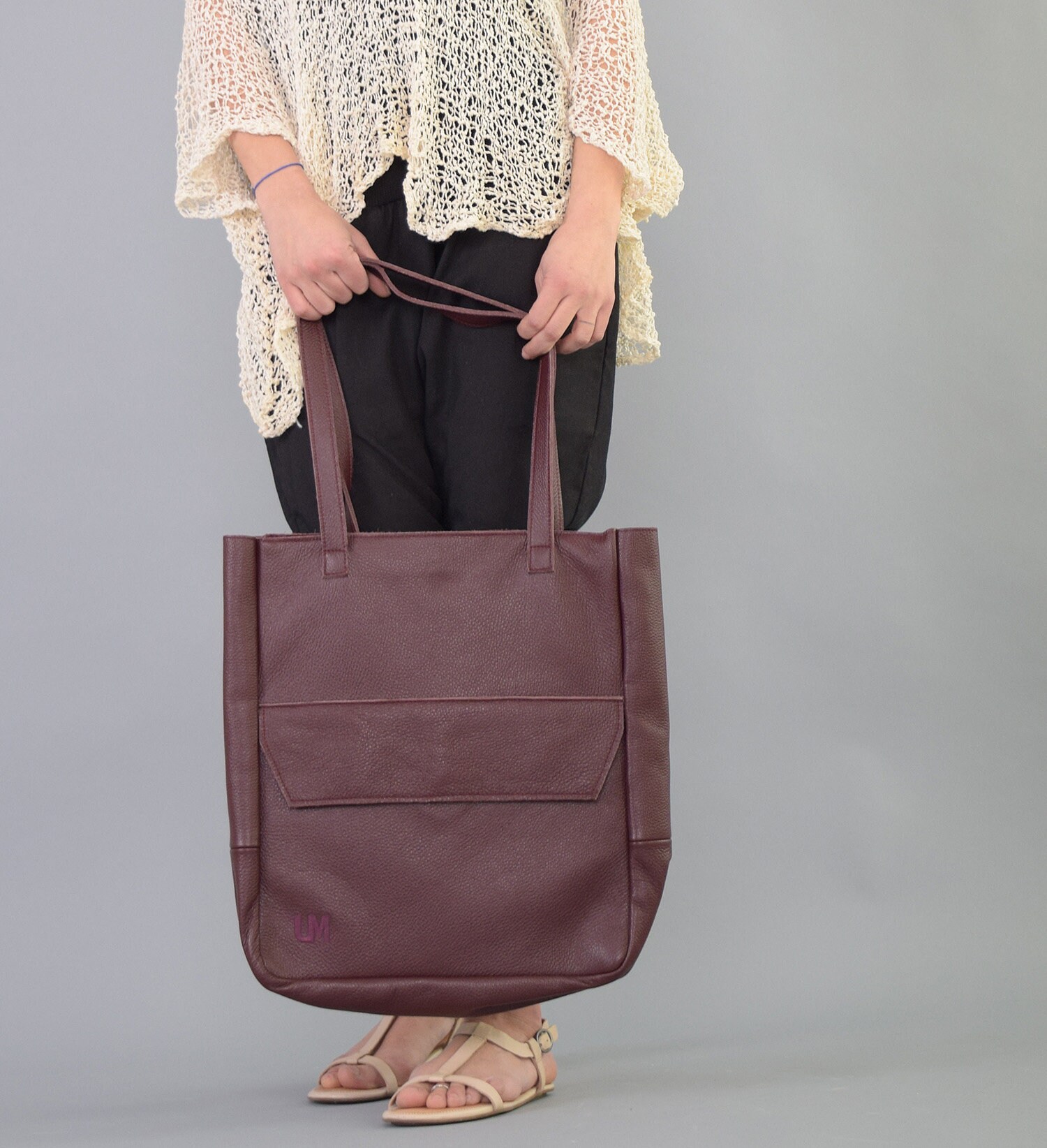 New,red Wine Bag,genuine Leather Bag,burgundy Bag, Large Tote Bag,large ...