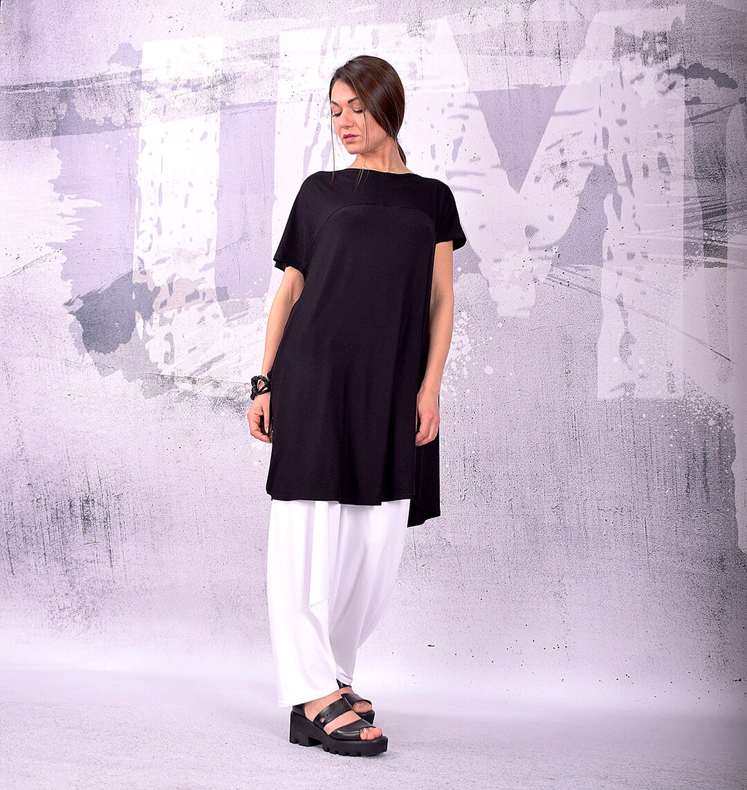 Loose Tunic, Asymmetric Tunic, Black Tunic, Sleeveless Top, Tunic Top ...