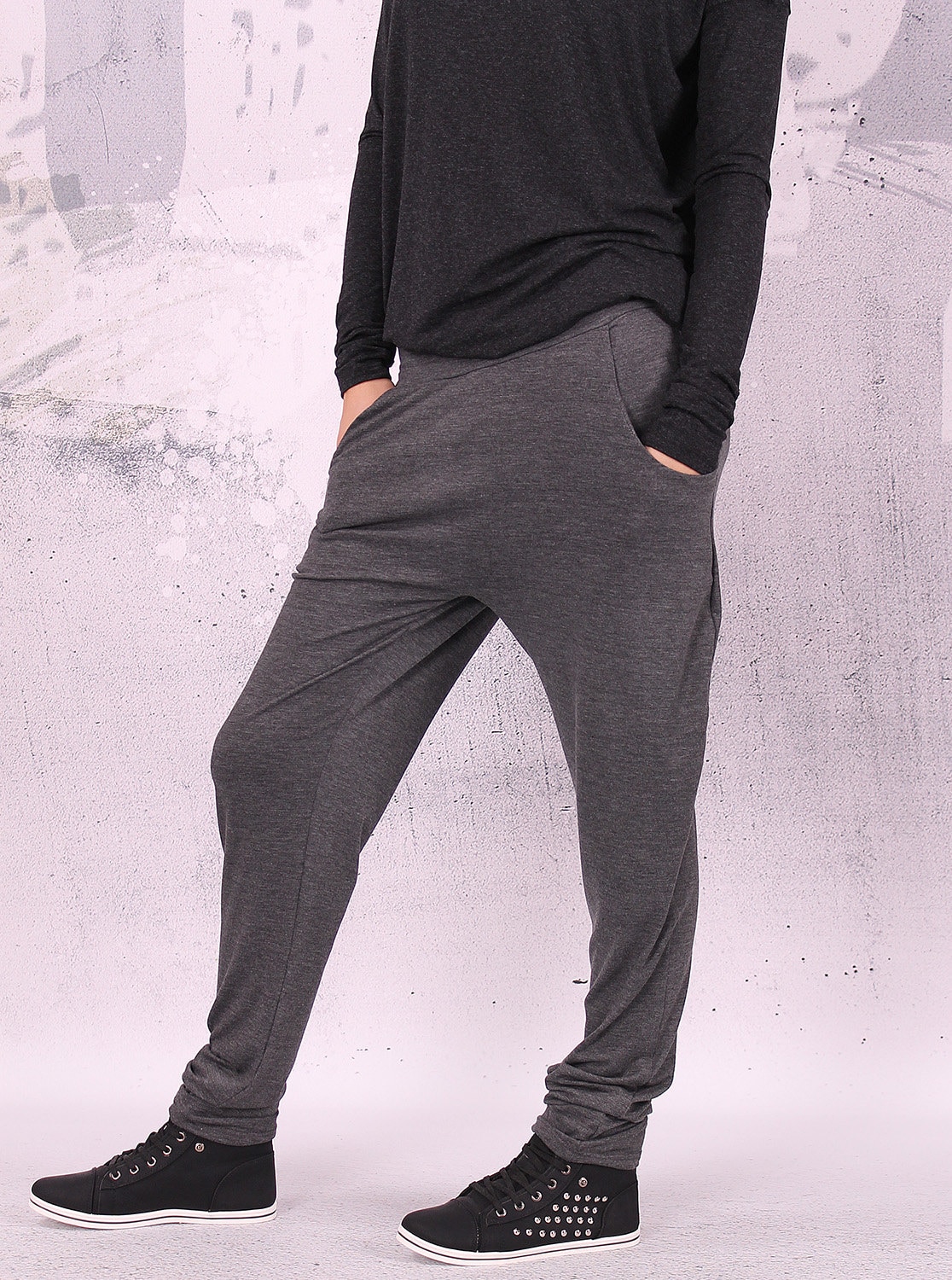 Harem Gray Pantsgray Pants Long Loose Pants With Pockets - Etsy