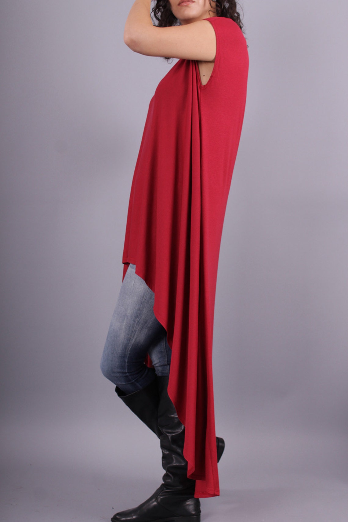 Tunic, Asymmetric Loose Tunic, Sleeveless Long Top, Tunic Dress by ...