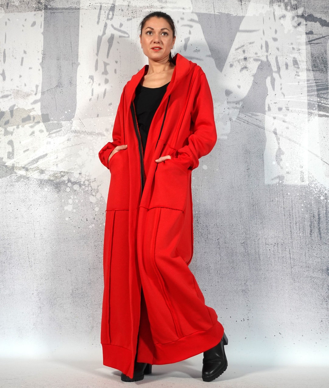 Red Long Sweatshirt, Tick Sweatshirt, Hoodie, Ancle Length Sweatshirt ...