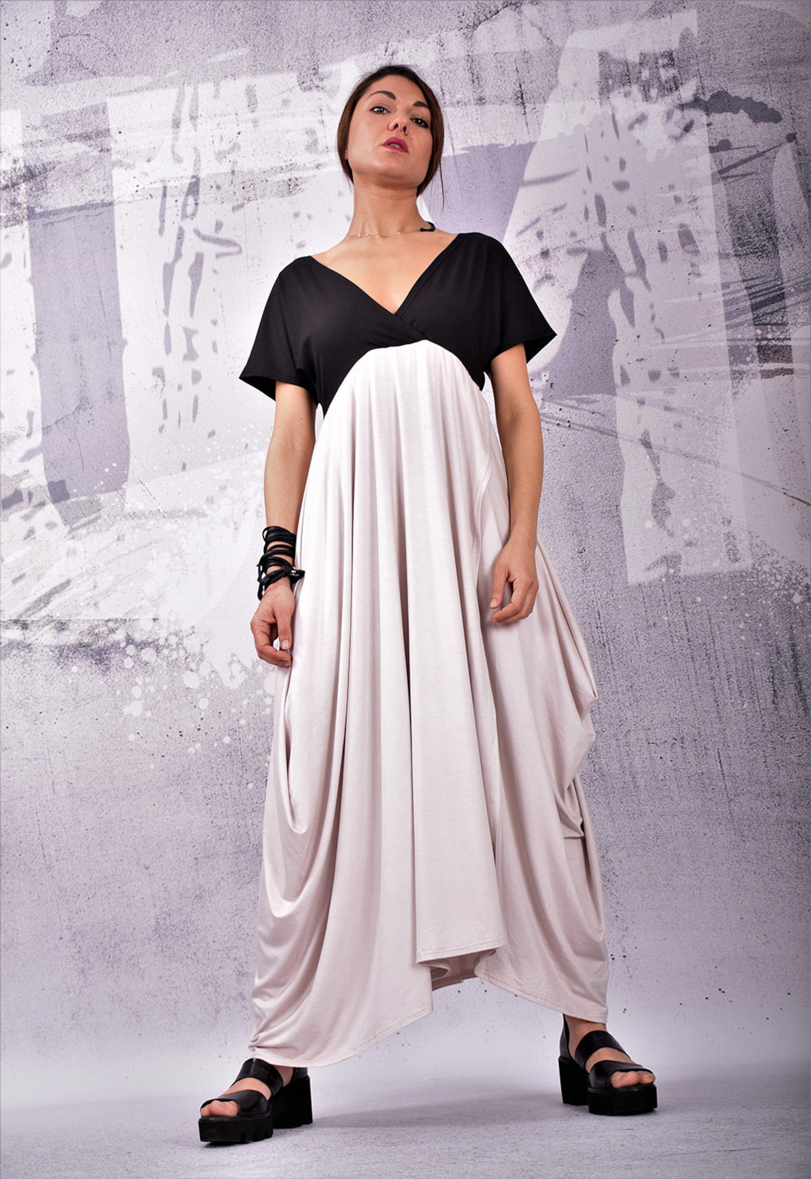 Dress Two Colors Dress Short Sleeves Dress Elegant Dress - Etsy