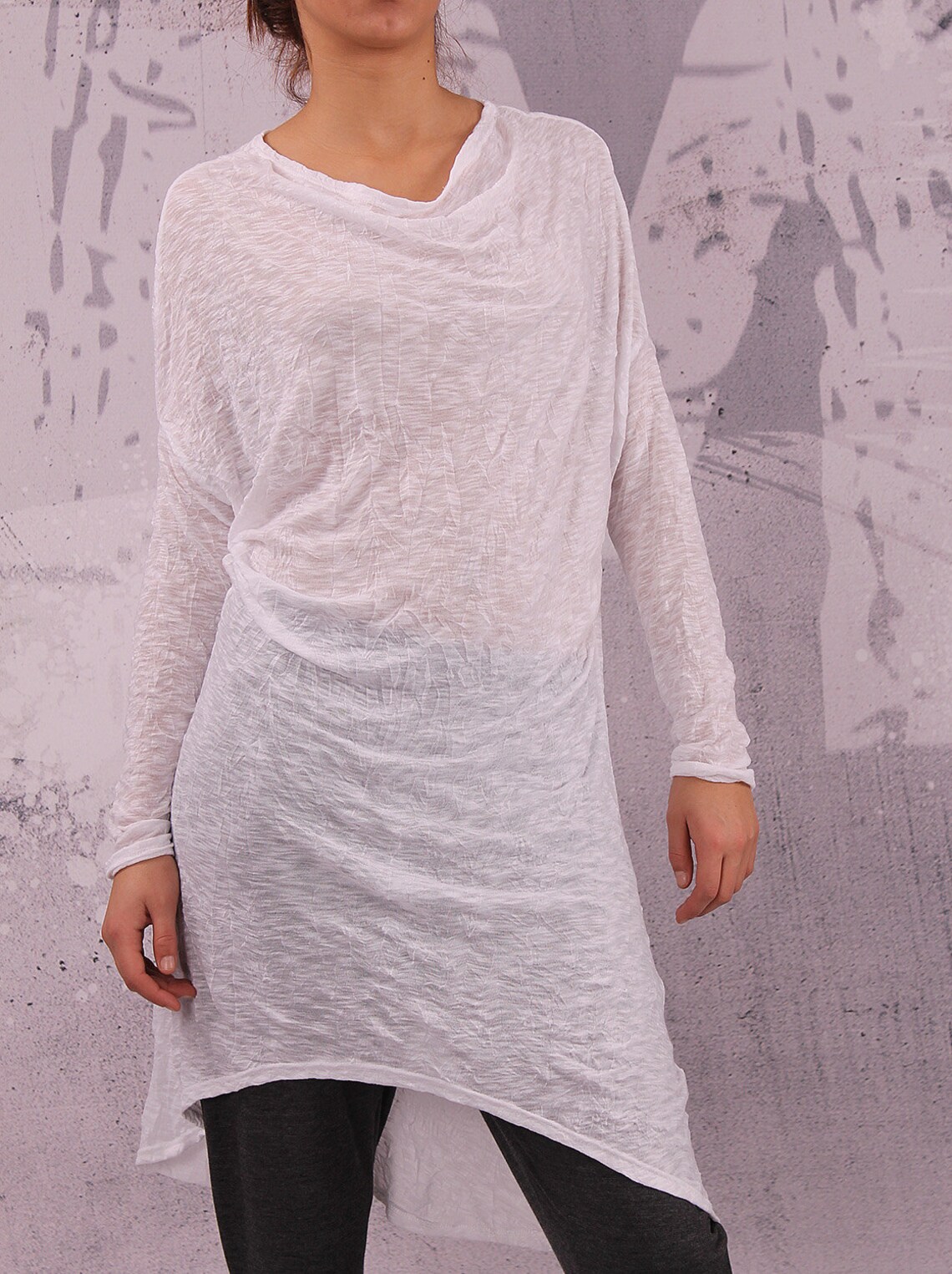White Top/ Extravagant Tunic/asymmetric Tunic Dress, Plus Size Tunic ...