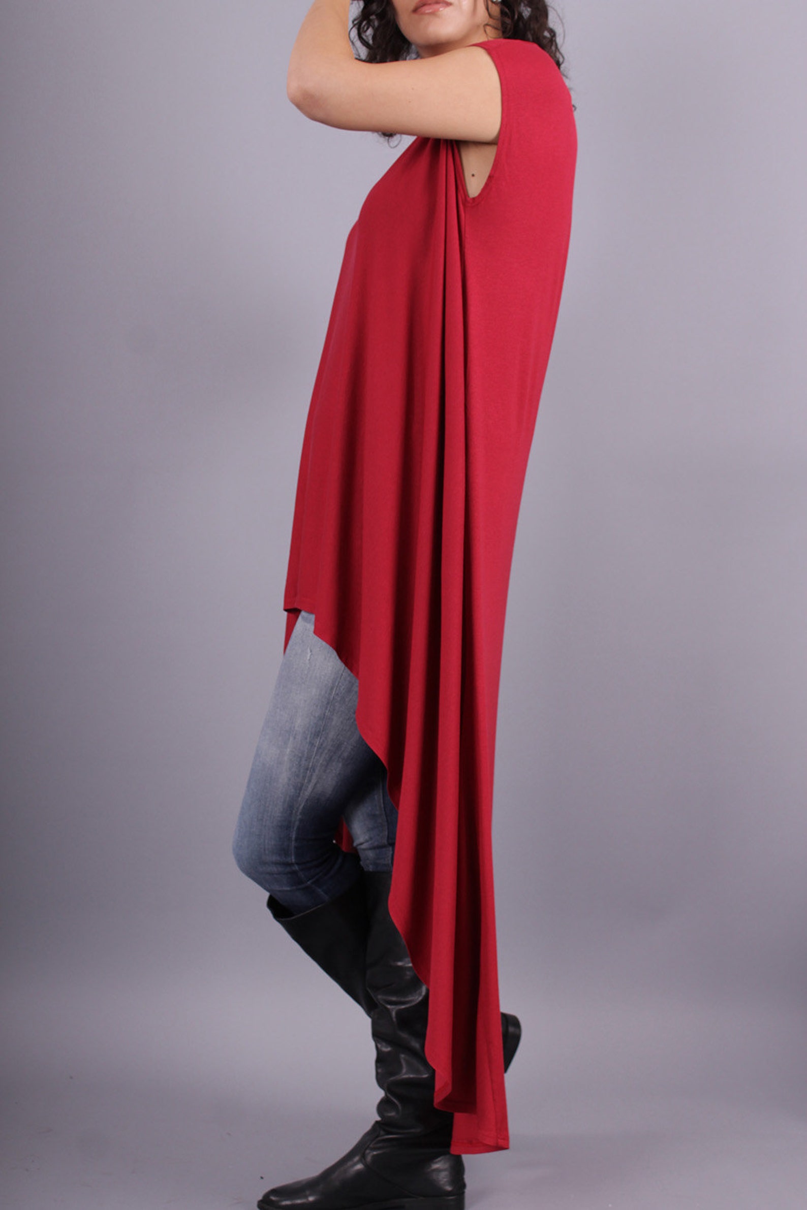 Tunic Asymmetric Loose Tunic Sleeveless Long Top Tunic - Etsy