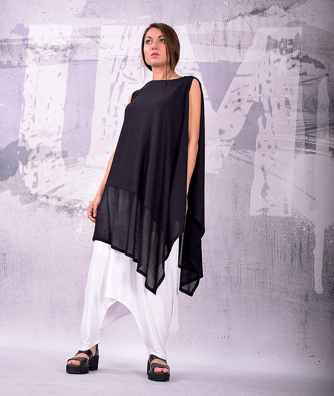 Tunic, Asymmetrical Tunic, Plus Size Tunic, Oversized Tunic, Black ...