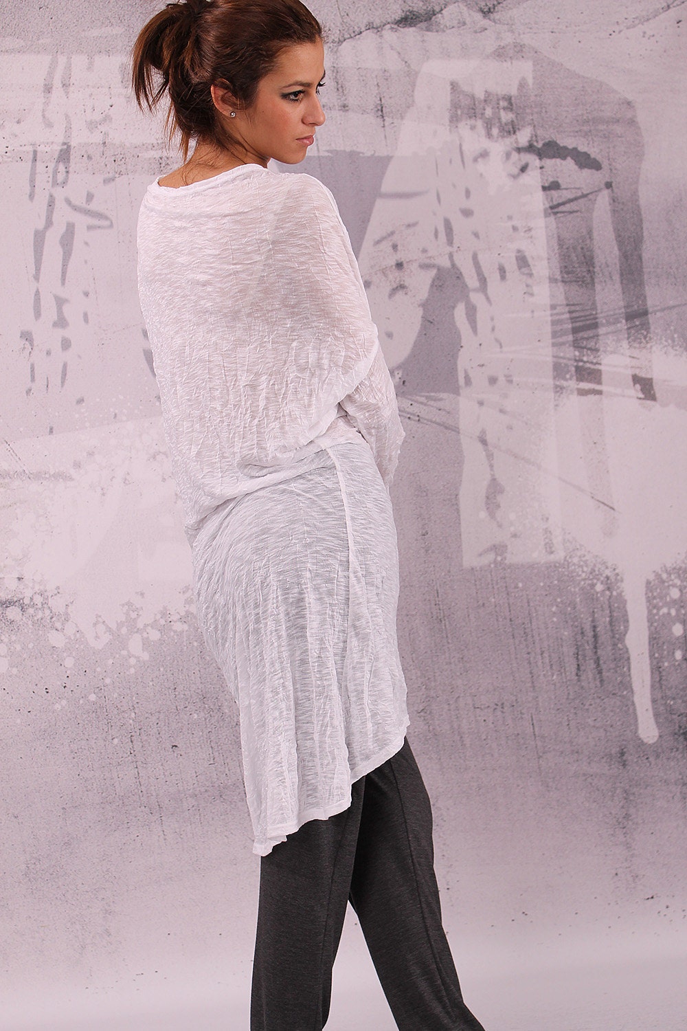 White Top/ Extravagant Tunic/asymmetric Tunic Dress, Plus Size Tunic ...