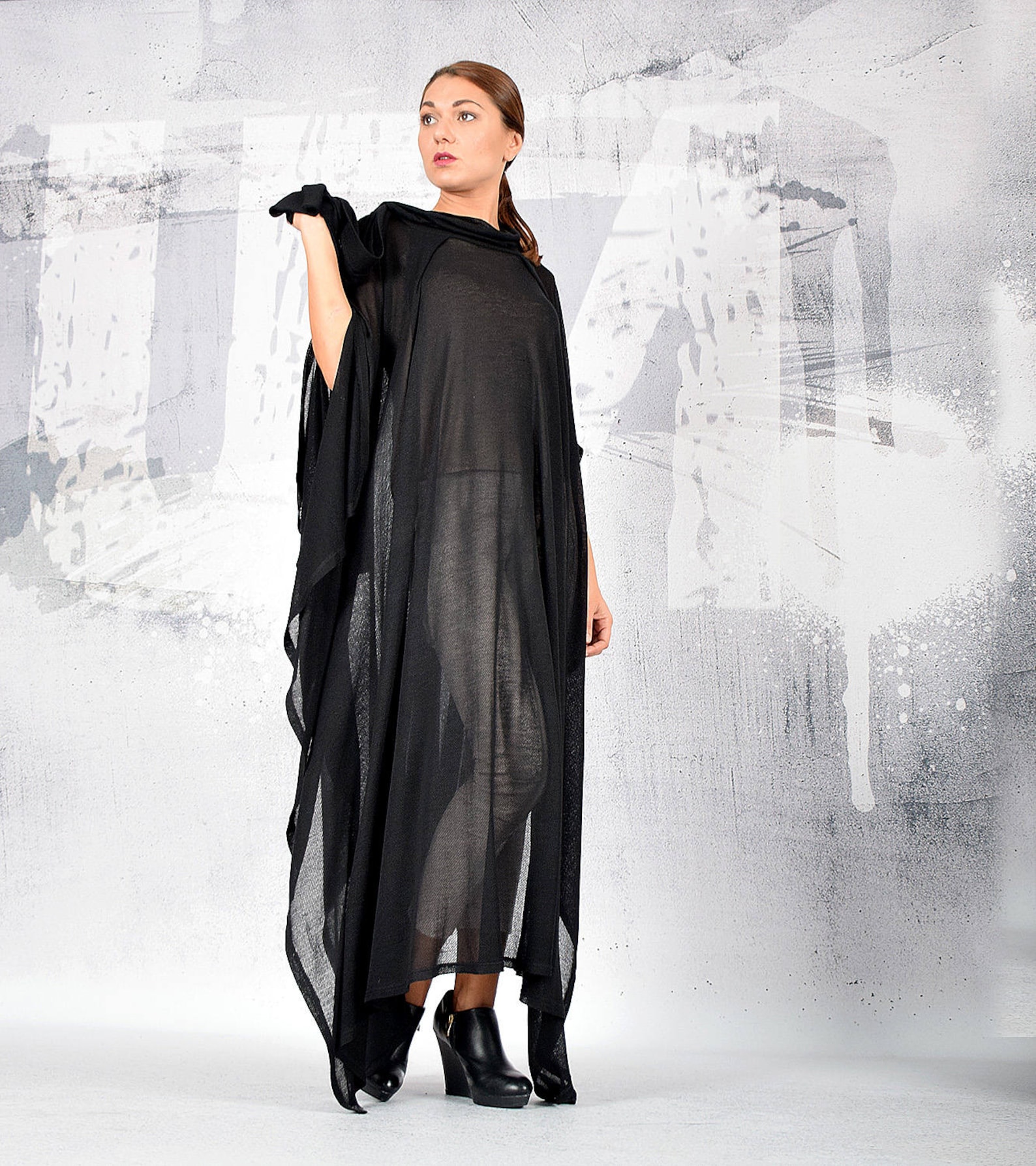 Women's Black Sheer Cape Tunic Black Cape Transparent - Etsy