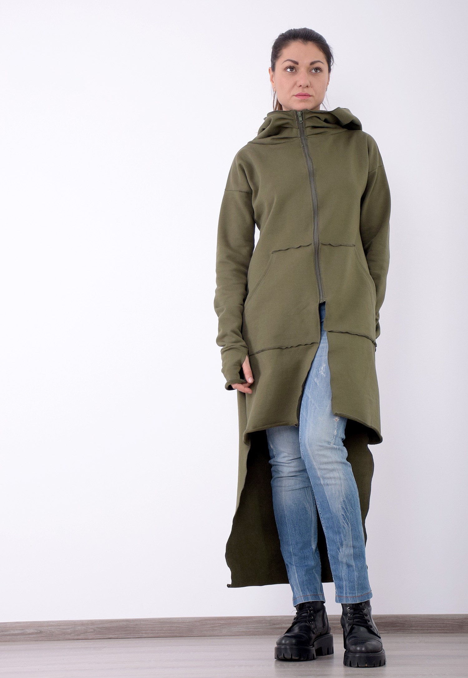 Extra Long Sweatshirt, Coat With Pockets, Long Sleeved Jacket ...