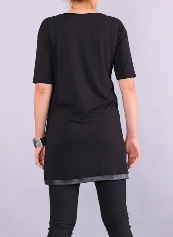 Tunic Black Long Tunic Extravagant T-shirt Long Top Short - Etsy