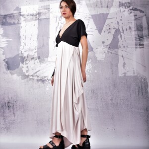 Dress, Two Colors Dress, Short Sleeves Dress, Elegant Dress, Maxi Dress ...