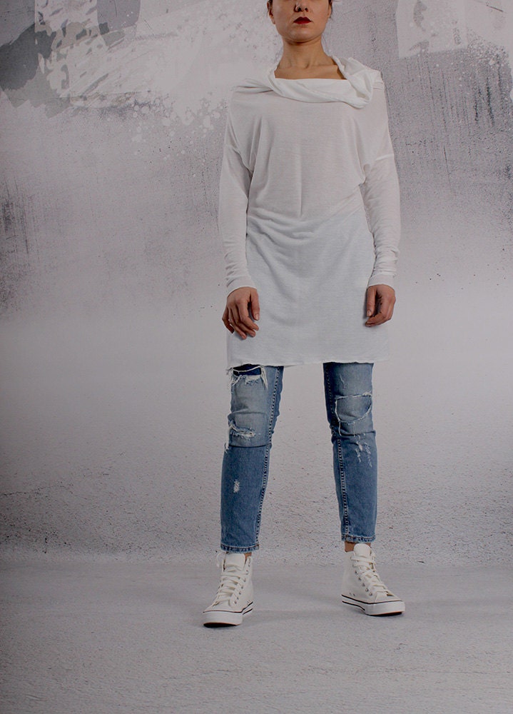 Tunic, Reversible White Tunic Top, Loose Dress, Loose Tunic, Oversized ...