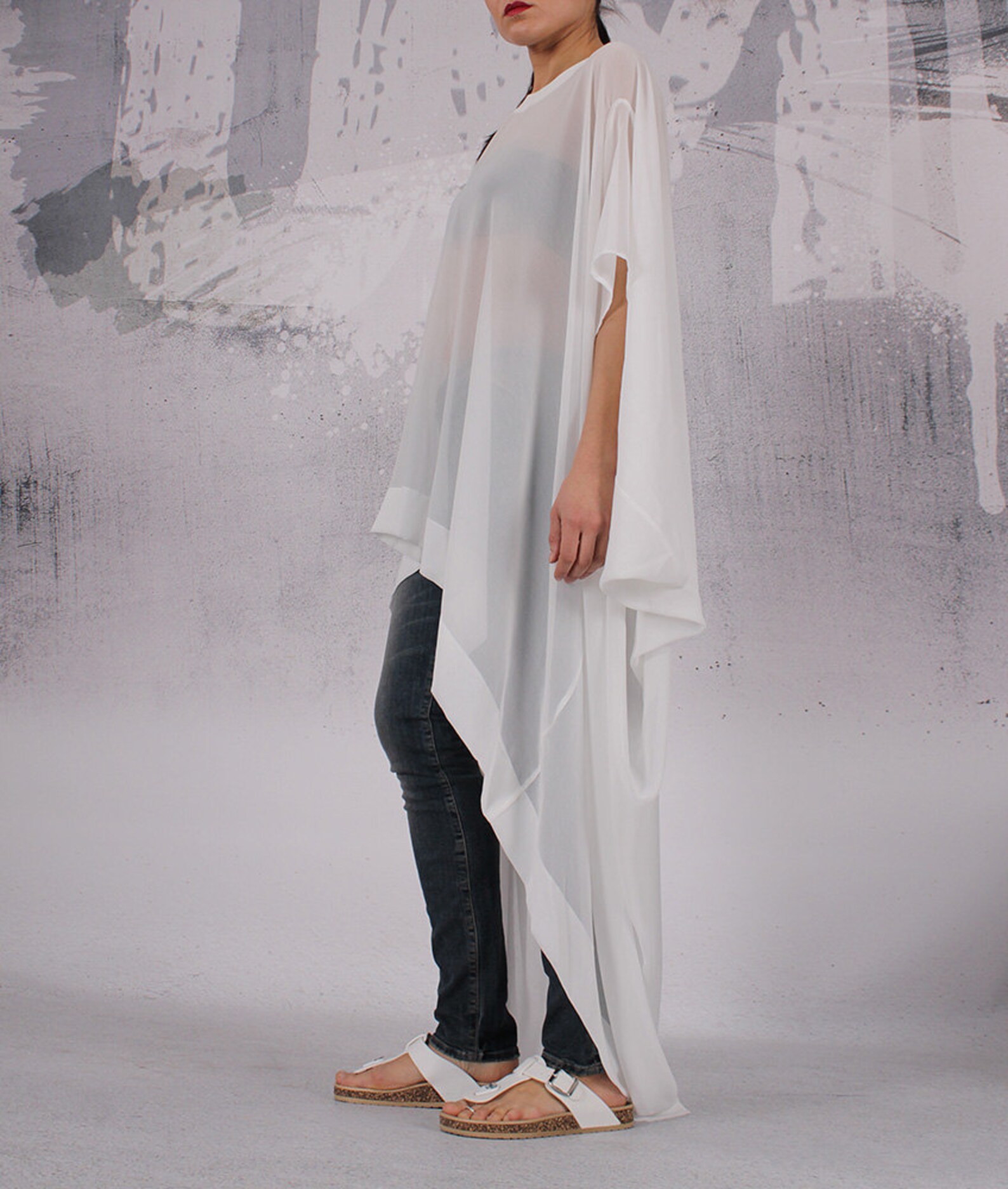 Tunic, Ivory Extravagant Loose Long Asymmetrical Tunic, Plus Size Tunic ...