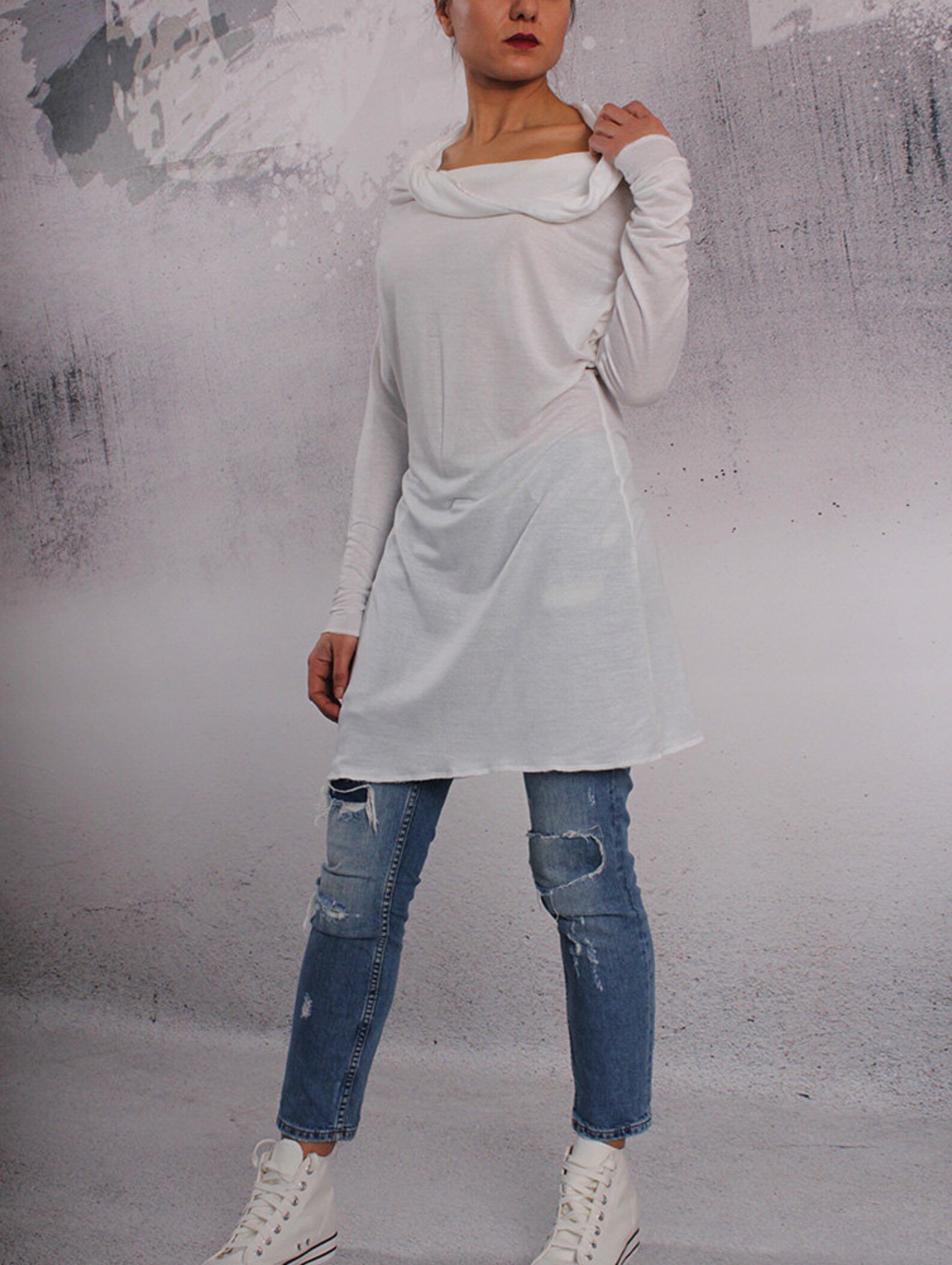 Tunic, Reversible White Tunic Top, Loose Dress, Loose Tunic, Oversized ...