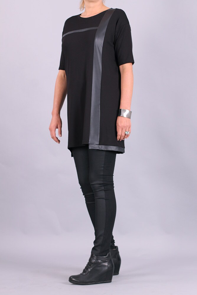 Tunic Black Long Tunic Extravagant T-shirt Long Top Short - Etsy