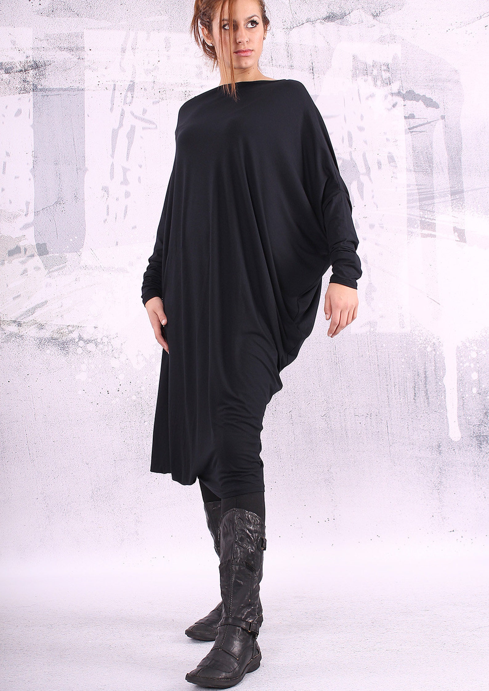 Black Maxi Dress Tunic Dress Asymmetrical Tunic Dressplus - Etsy