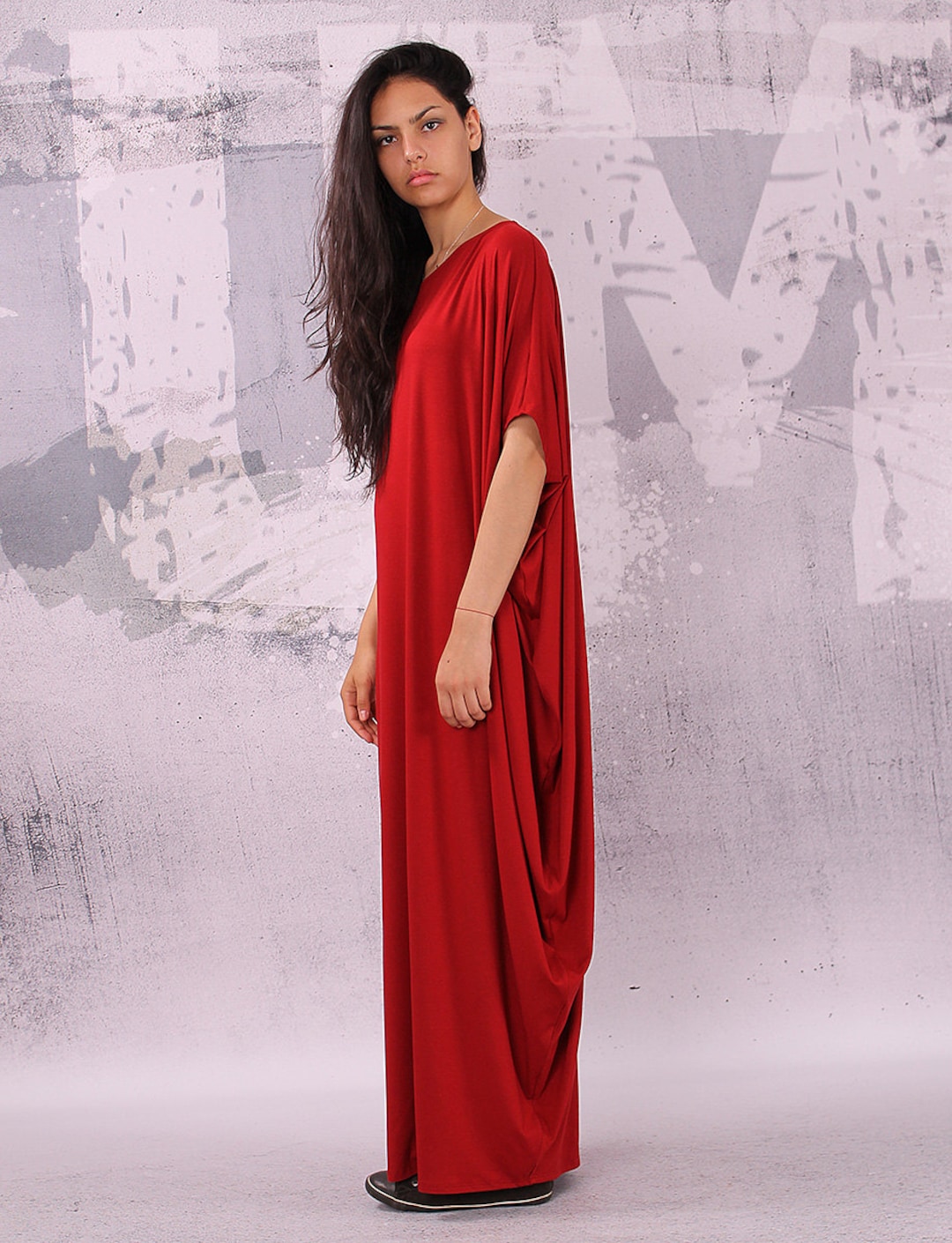 Red Kaftan Dress,loose Long Dress,asymmetrical Dress,plus Size Tunic ...
