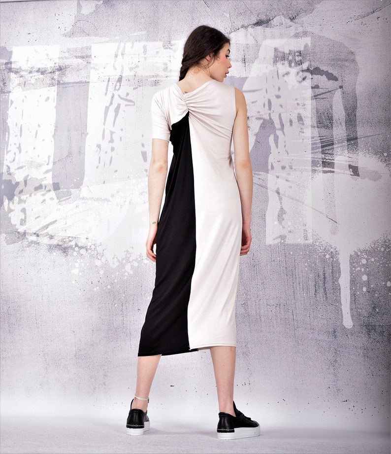 Dress Two Colors Dress Short Sleeves Dress Elegant Dress - Etsy