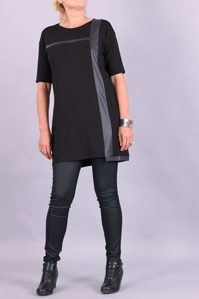 Tunic Black Long Tunic Extravagant T-shirt Long Top Short - Etsy
