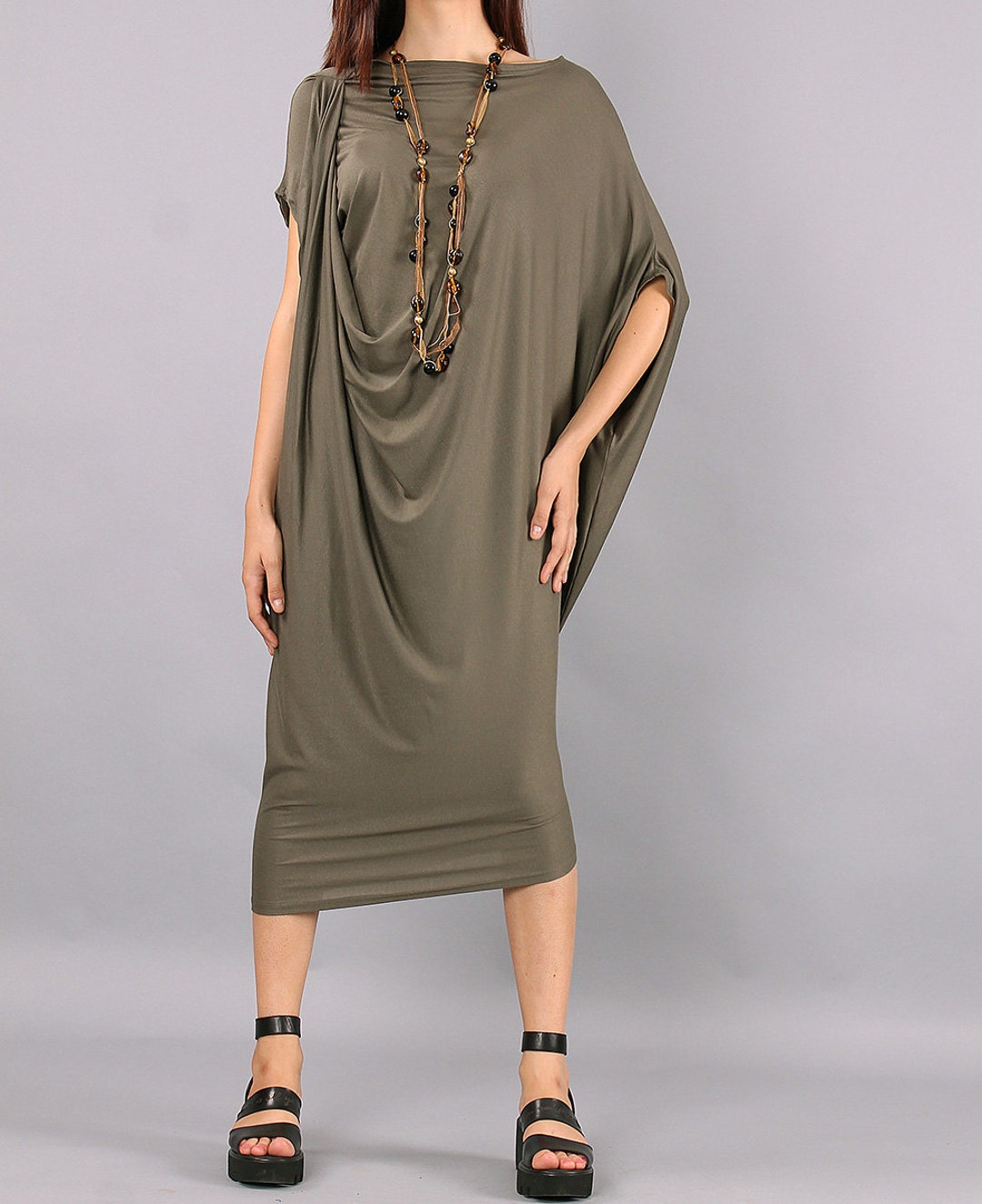 Draped Dress, Long Party Dress, Maxi Dress, Asymmetric Dress, Midi ...