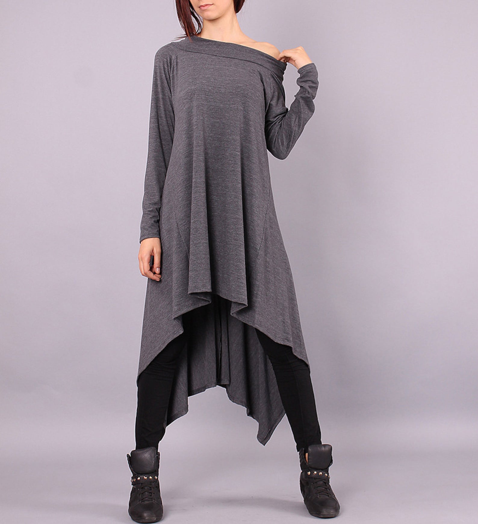 Long Tunic gray long sweater Spring tunic autumn tunic | Etsy