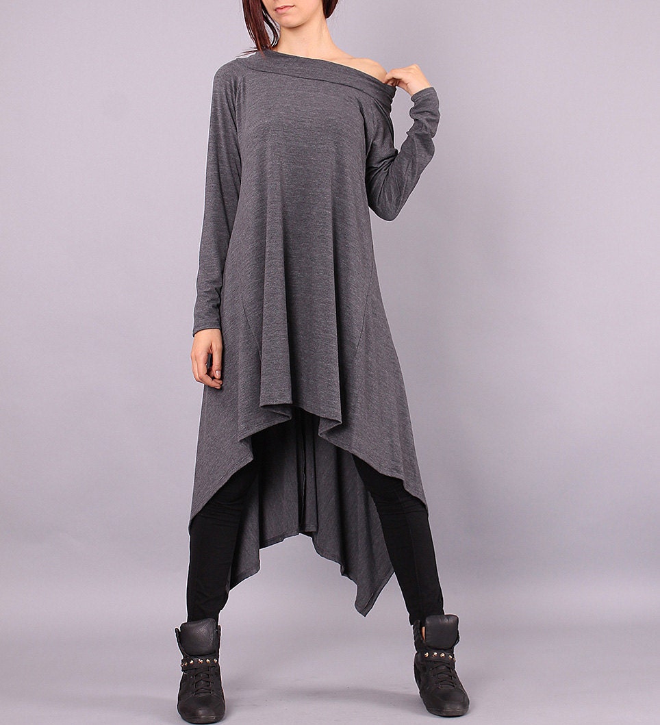 Long Tunic, Gray Long Sweater, Spring Tunic, Autumn Tunic, Plus Size ...