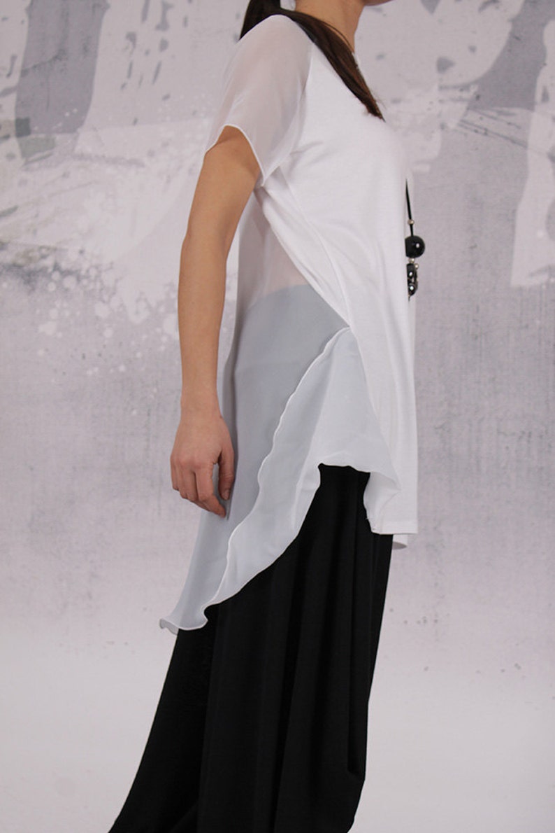 Tunic White tunic Blouse short sleeves White tunic White | Etsy