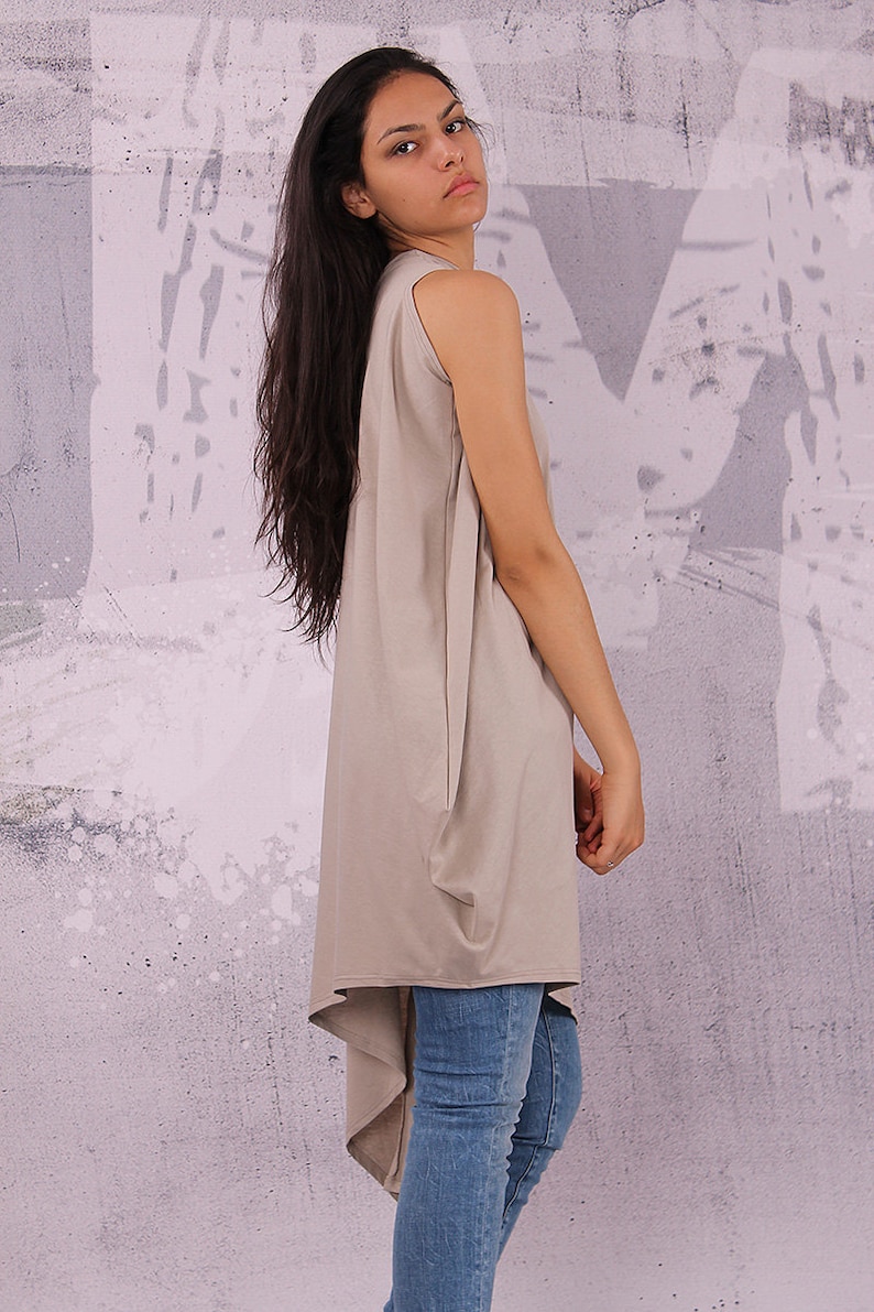 Plus Size Oversized Beige Asymmetrical Sleeveless Tunic Top - Etsy