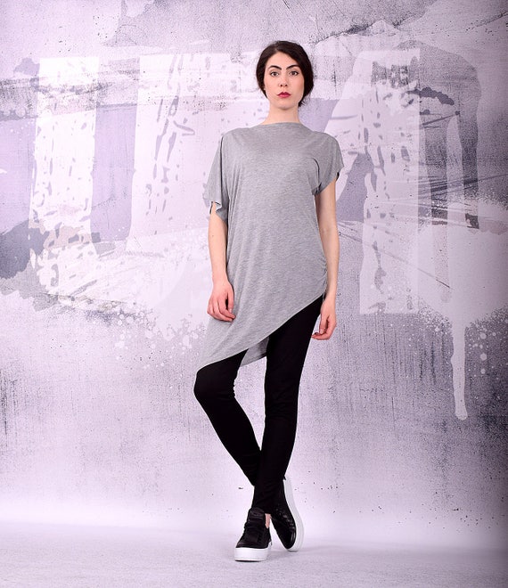 Tunic Top Asymmetrical Tunic Gray Tunic Top Loose Tunic | Etsy
