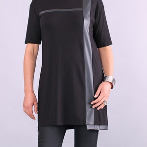 Tunic. Black Long Tunic. Extravagant T-shirt. Long Top. Short Sleeves ...