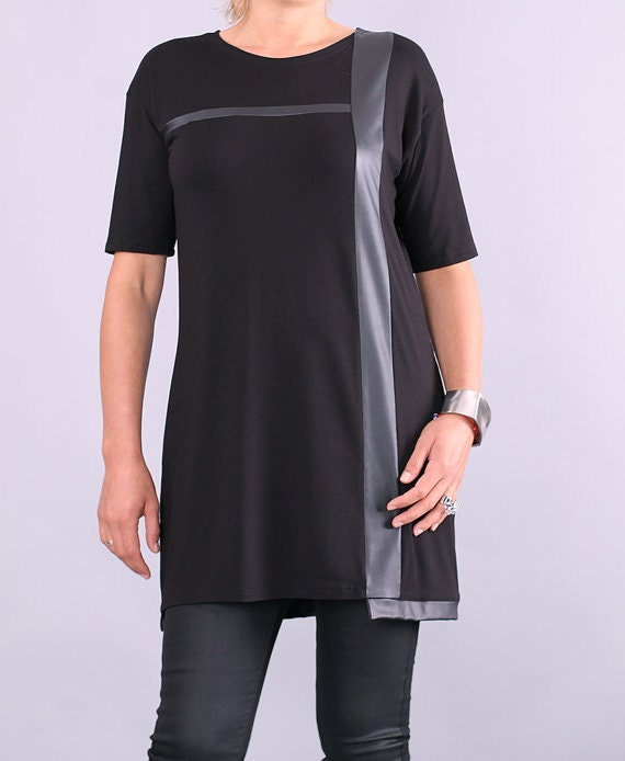 Tunic Black Long Tunic Extravagant T-shirt Long Top Short | Etsy