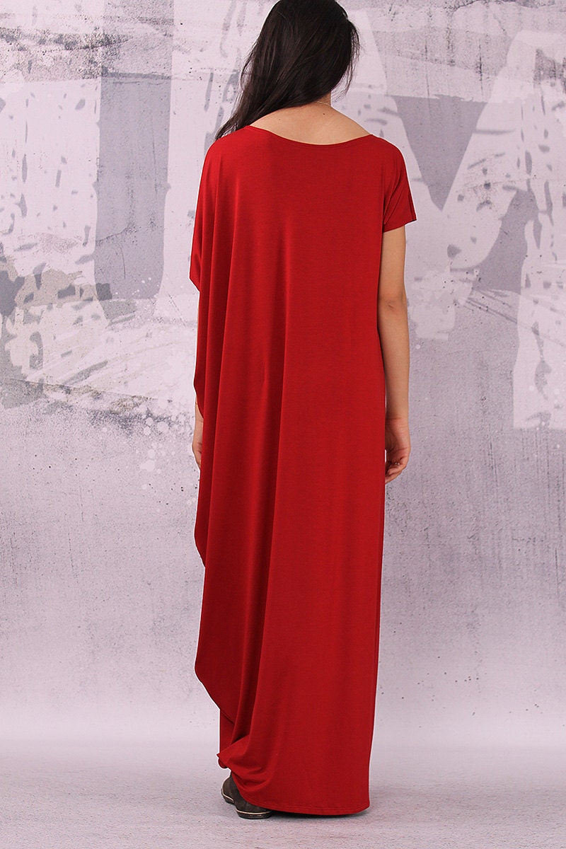 Red Kaftan Dress,loose Long Dress,asymmetrical Dress,plus Size Tunic ...