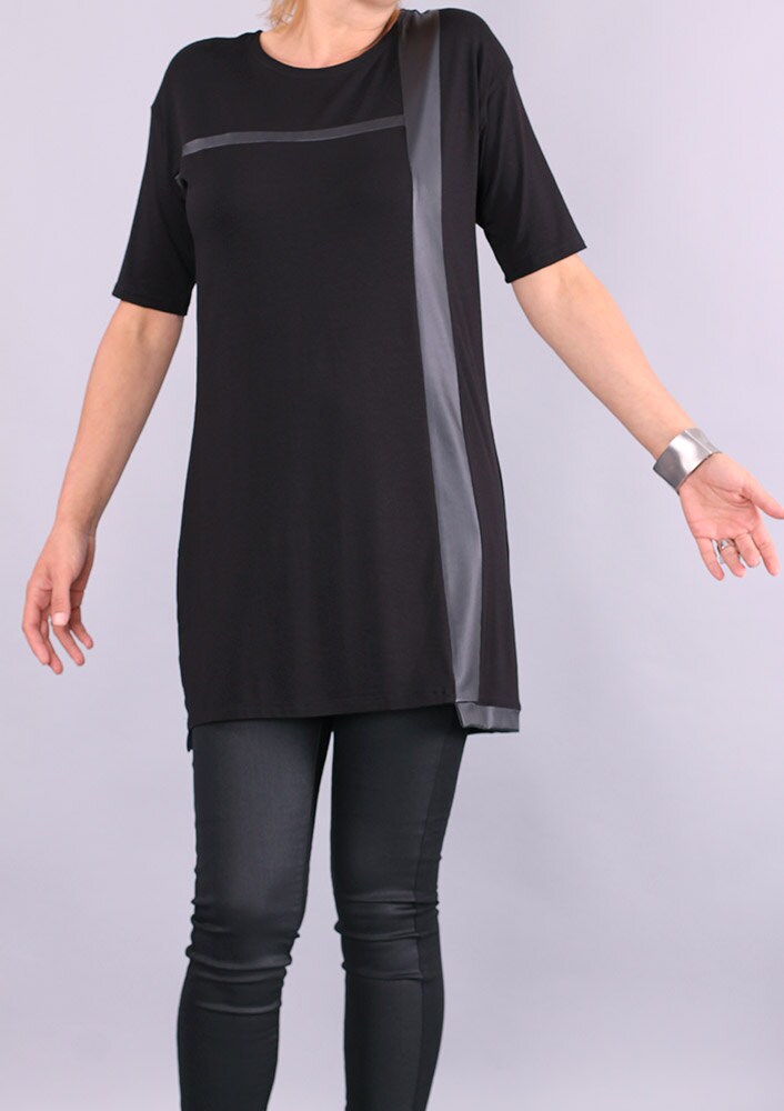 Tunic Black Long Tunic Extravagant T-shirt Long Top Short - Etsy