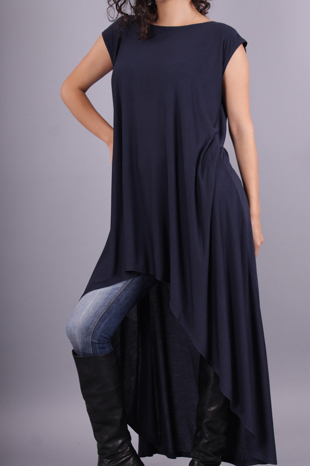 Tunic, Asymmetric Loose Tunic, Sleeveless Long Top, Tunic Dress by ...